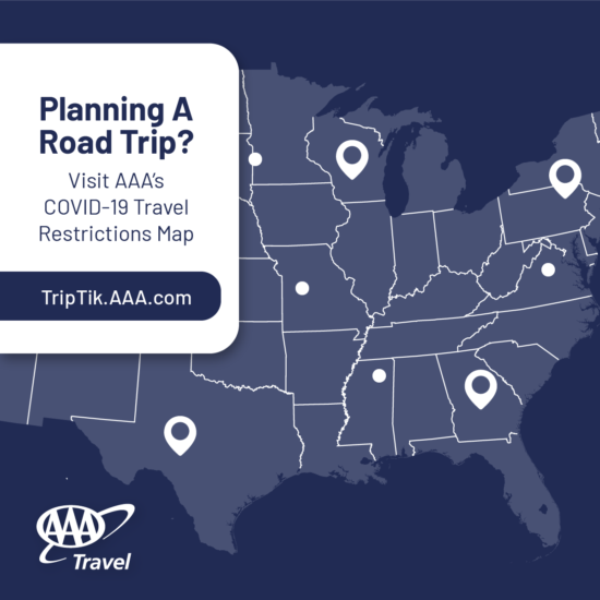 Road Trip COVID-19 Travel Restrictions Map TripTik Graphic – March 2021 ...